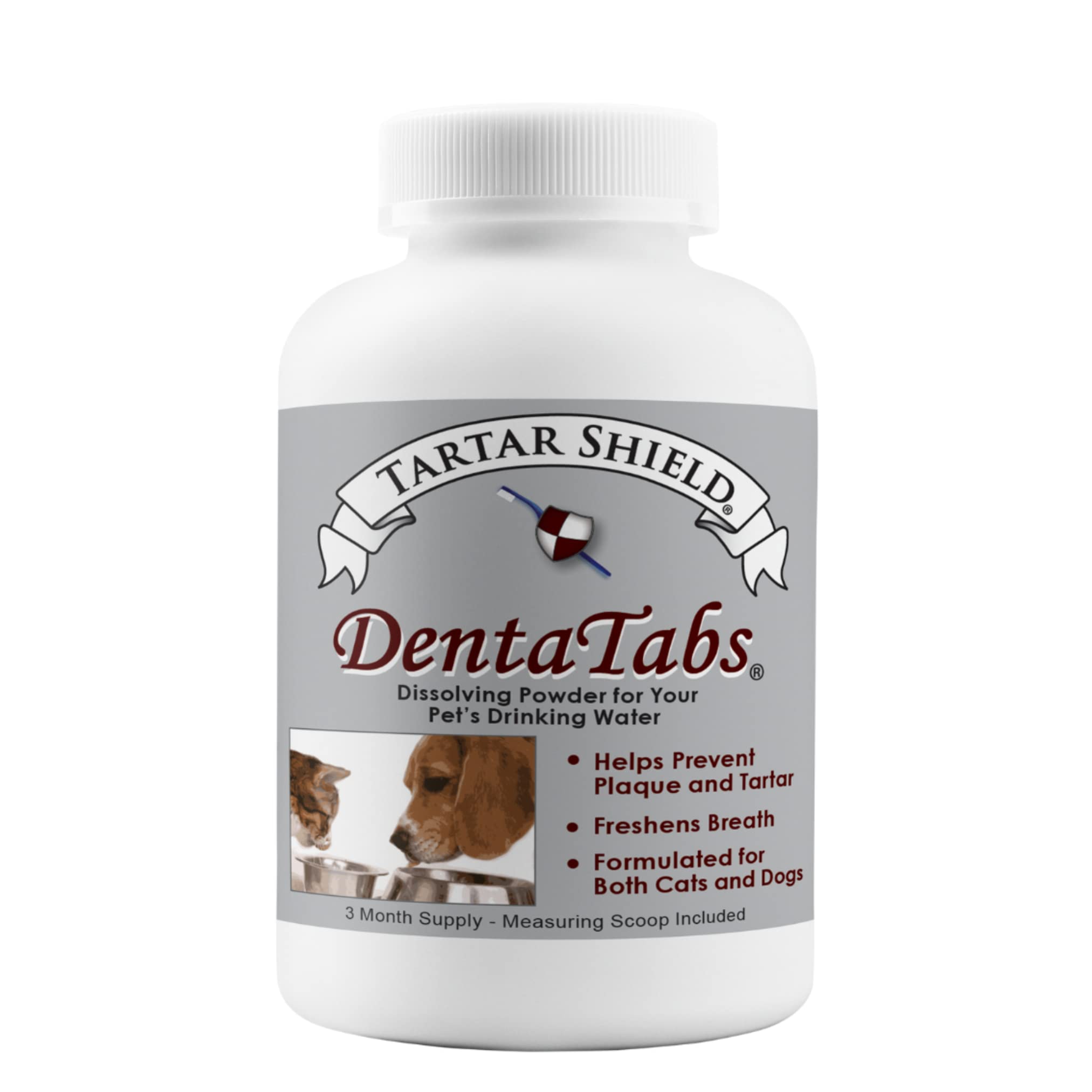 Tartar Shield DentaTabs | Dog & Cat Dental Mouthwash Water Additive Powder | Fights Tartar Plaque & Bad Breath Cleans Teeth & Gums | Natural Pet Oral Health Support | Hypoallergenic & Calorie-Free