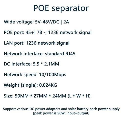 CERRXIAN 100M POE Combiner Adapter, Active PoE Splitter Power Over Ethernet, POE Power Supply Module 5-48v for CPE Wireless AP Monitoring Etc(2-Pack)