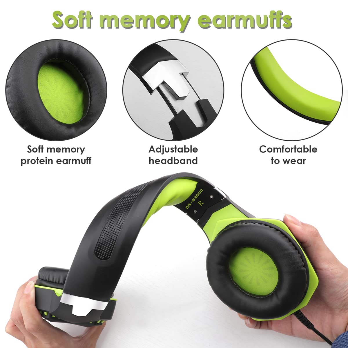 sktome Gaming Voice Changer Headset with Mic, Cool LED Light Over-Ear Headphones with Volume Control, Noise Reduction Voice Changer Gaming Headset for PS4/PS5/Xbox One/PC/Phone/Laptops(Green)