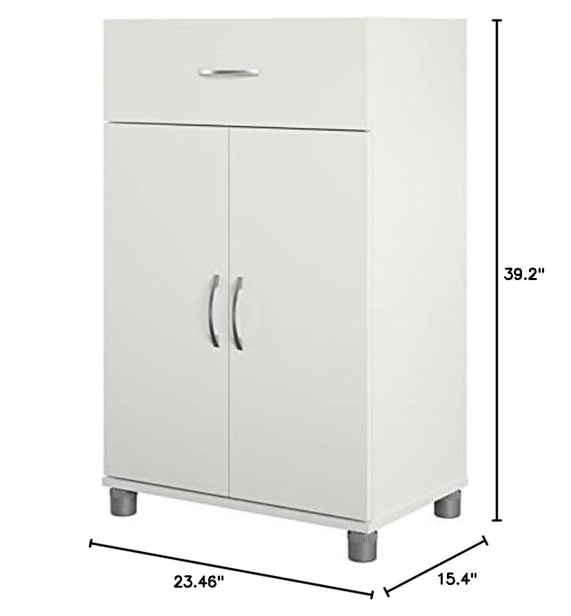 Pemberly Row Transitional 24" 1 Drawer/2 Door Base Storage Cabinet in White