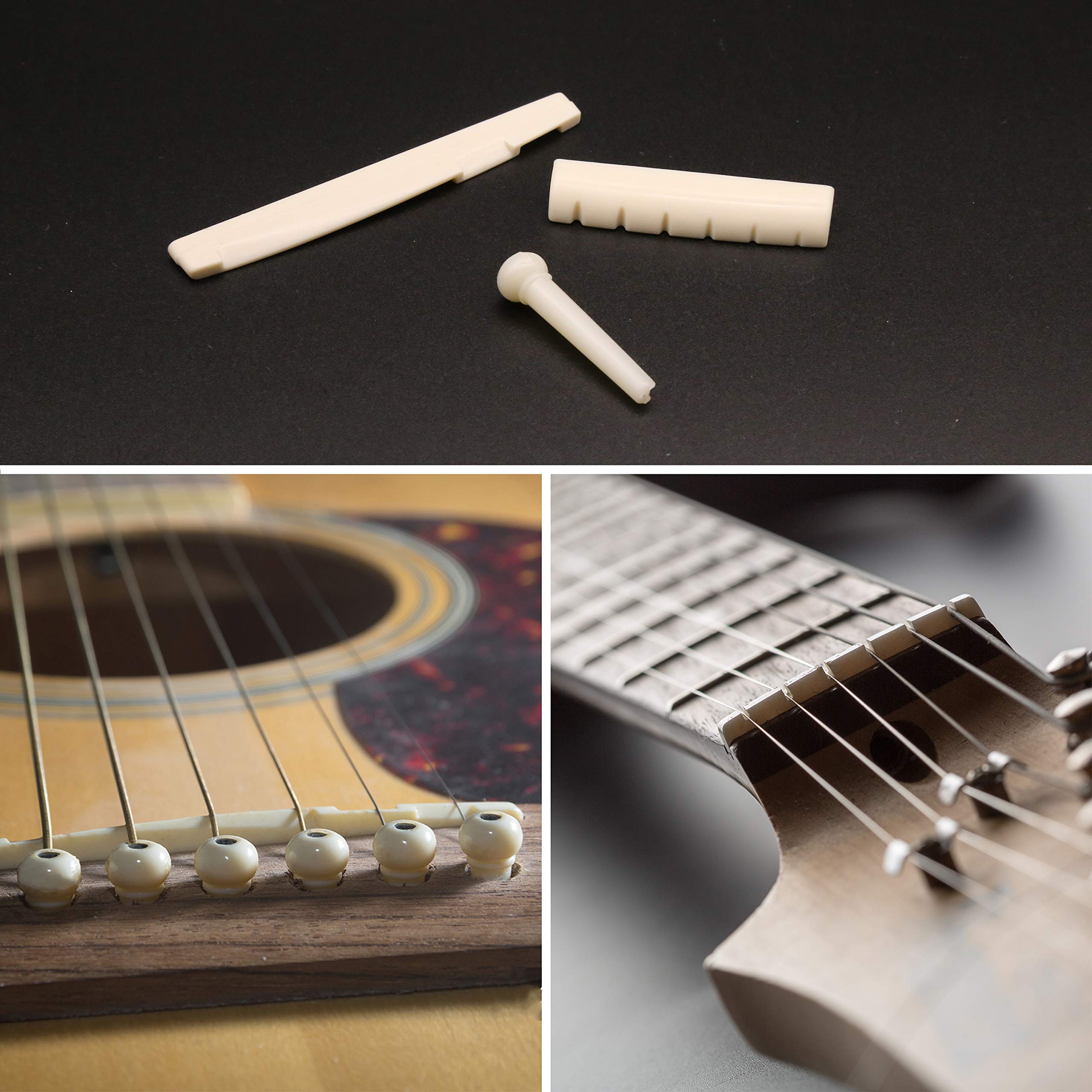 INKNOTE 53 PCS Guitar Accessories Kit-Acoustic Guitar Bridge Pins Pegs,Bridge Pin Puller Remover,Capo,Guitar Picks,Pick Holder and Guitar Saddle Nut,with Guitar Scale Sticker and dust-free cloth
