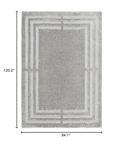 TOWN & COUNTRY EVERYDAY Cloud Shag Plush Border Area Rug with High-Low Pile, Grey, 7'10"x10'2"