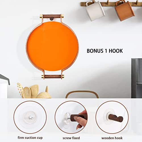 DalimFun Reversible Glass Serving Tray with Wooden Handles for Coffee Table, Vanity, Jewerly, Perfume and Make up Decorative Tray, Orange