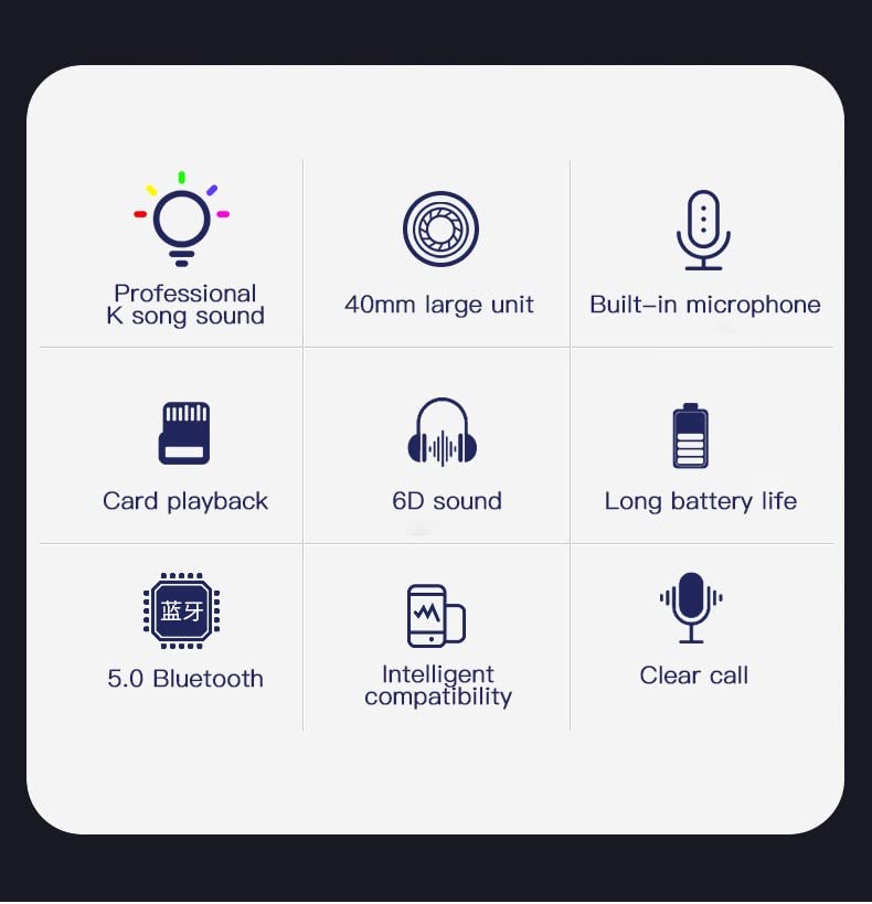 Colorful Luminous Bluetooth Headset Long Life Battery subwoofer Mobile Wireless Sports Super Game Gift Headset