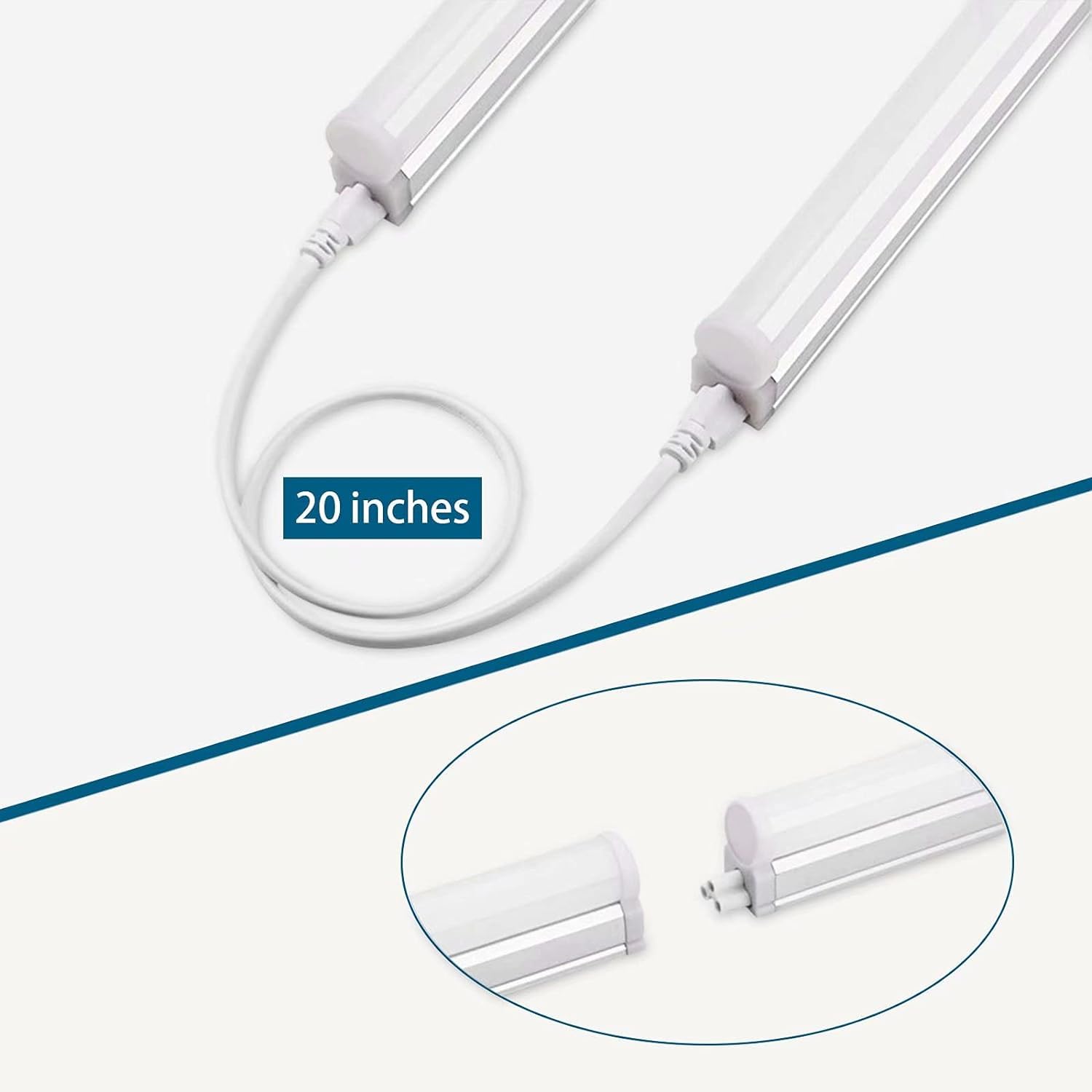 Barrina LED T5 Integrated Single Fixture, 4FT, 2200lm, 6500K (Super Bright White), 20W, Utility Shop Light, Ceiling and Under Cabinet Light, garage Light with Built-in ON/Off Switch