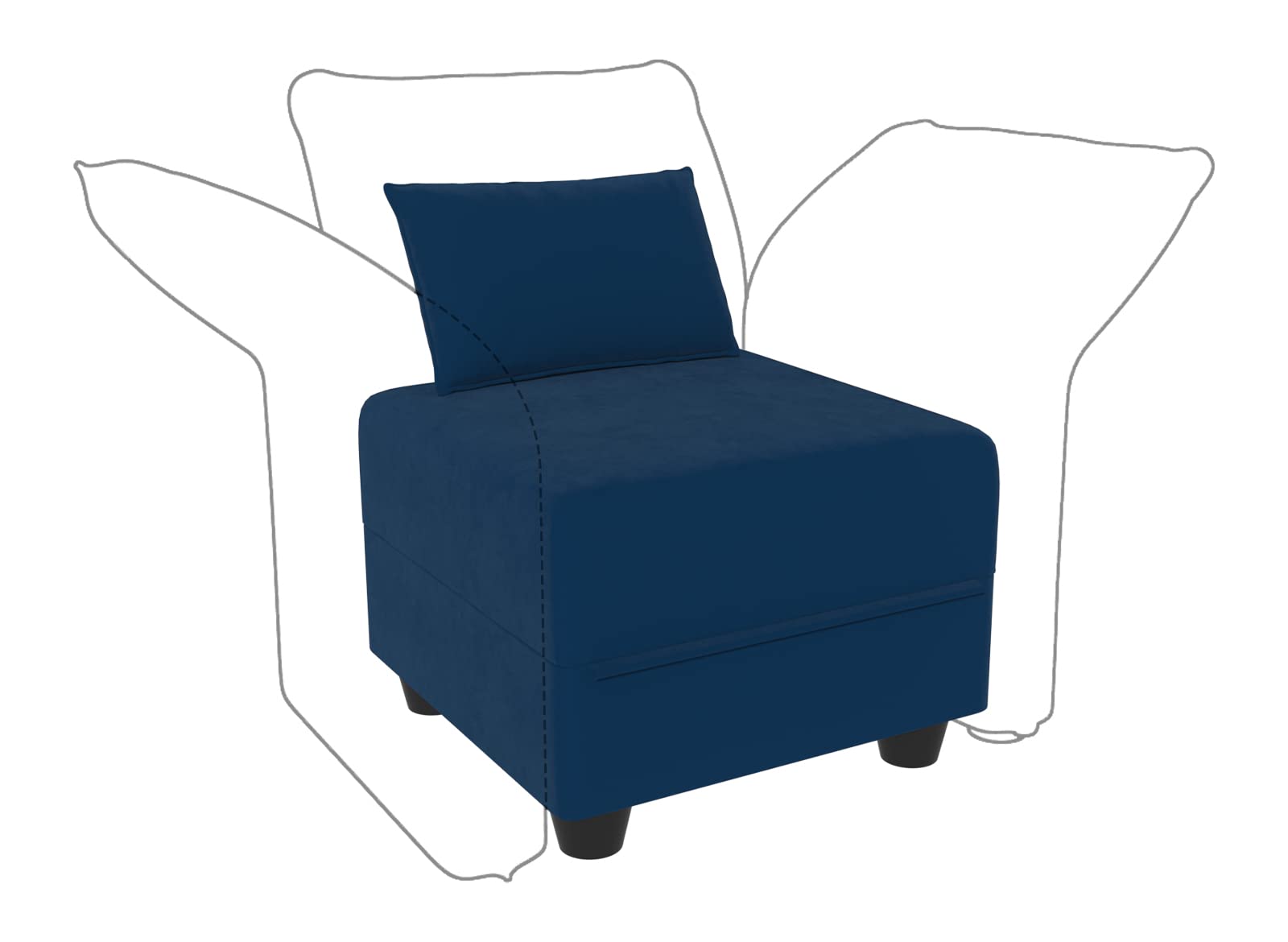 LLappuil Modular Sectional Storage Couch Ottoman Seats,Storage Ottoman Footrest Modules and Seat Cube Grey