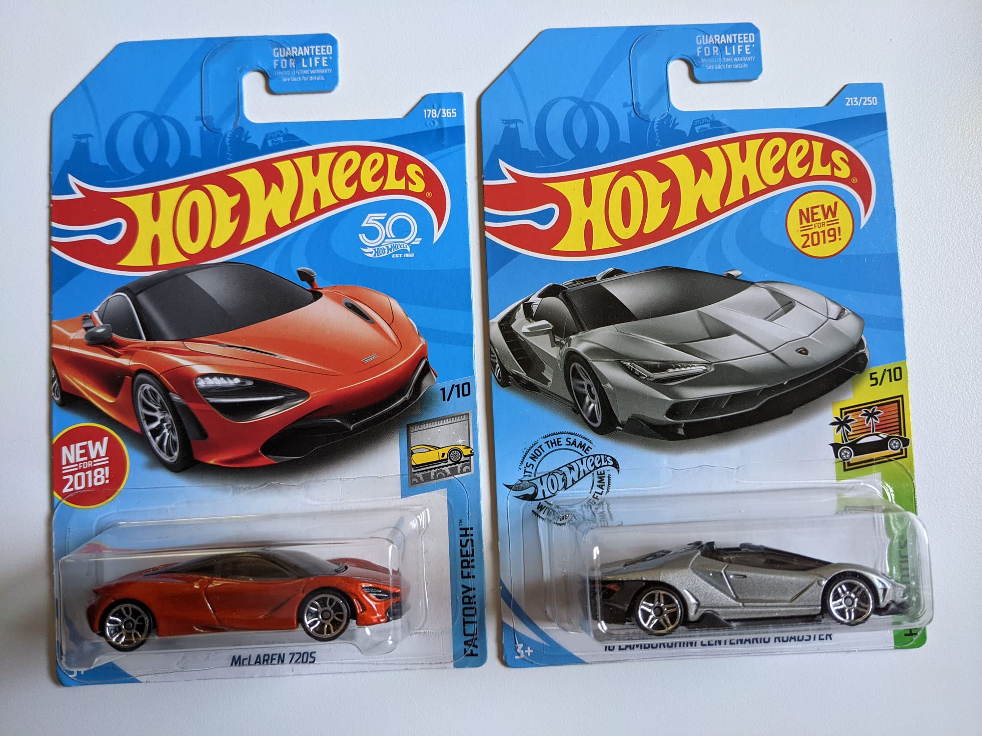 Hot Wheels HW Exotics Bundle 16 Lamborghini Centenario Roadster Silver and McLaren 720S Orange 2 Car Set