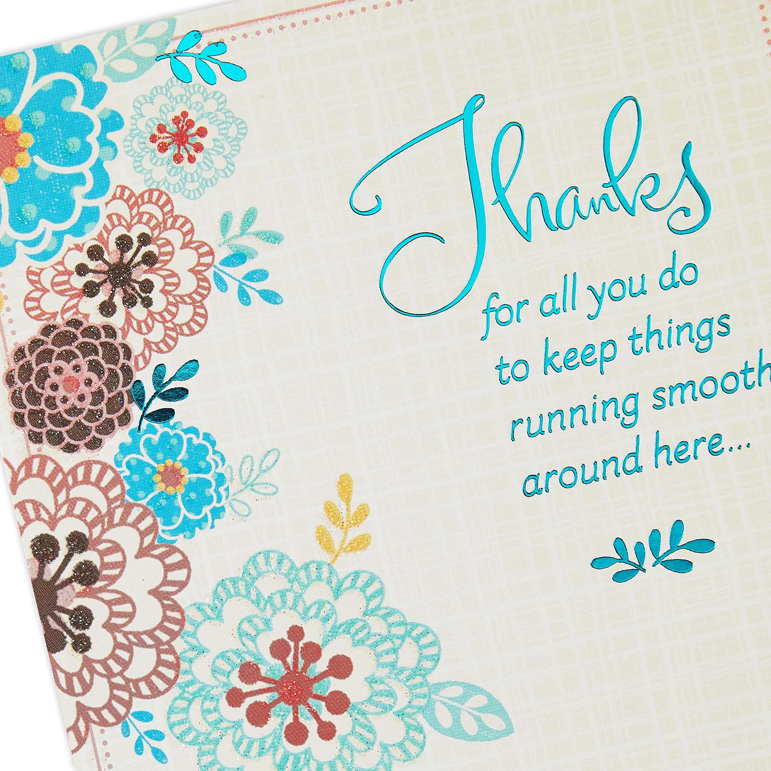 Hallmark Pack of Thank You Cards, 4 Cards with Envelopes (Keep Things Running Smoothly) for Nurses Day Cards, Admin Professional Day Cards, Appreciation