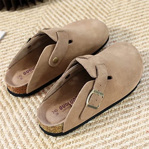 guoluofei Clogs for Women, Womens Clogs- Mules House Slipers with Arch Support and Adjustable Buckle Brown