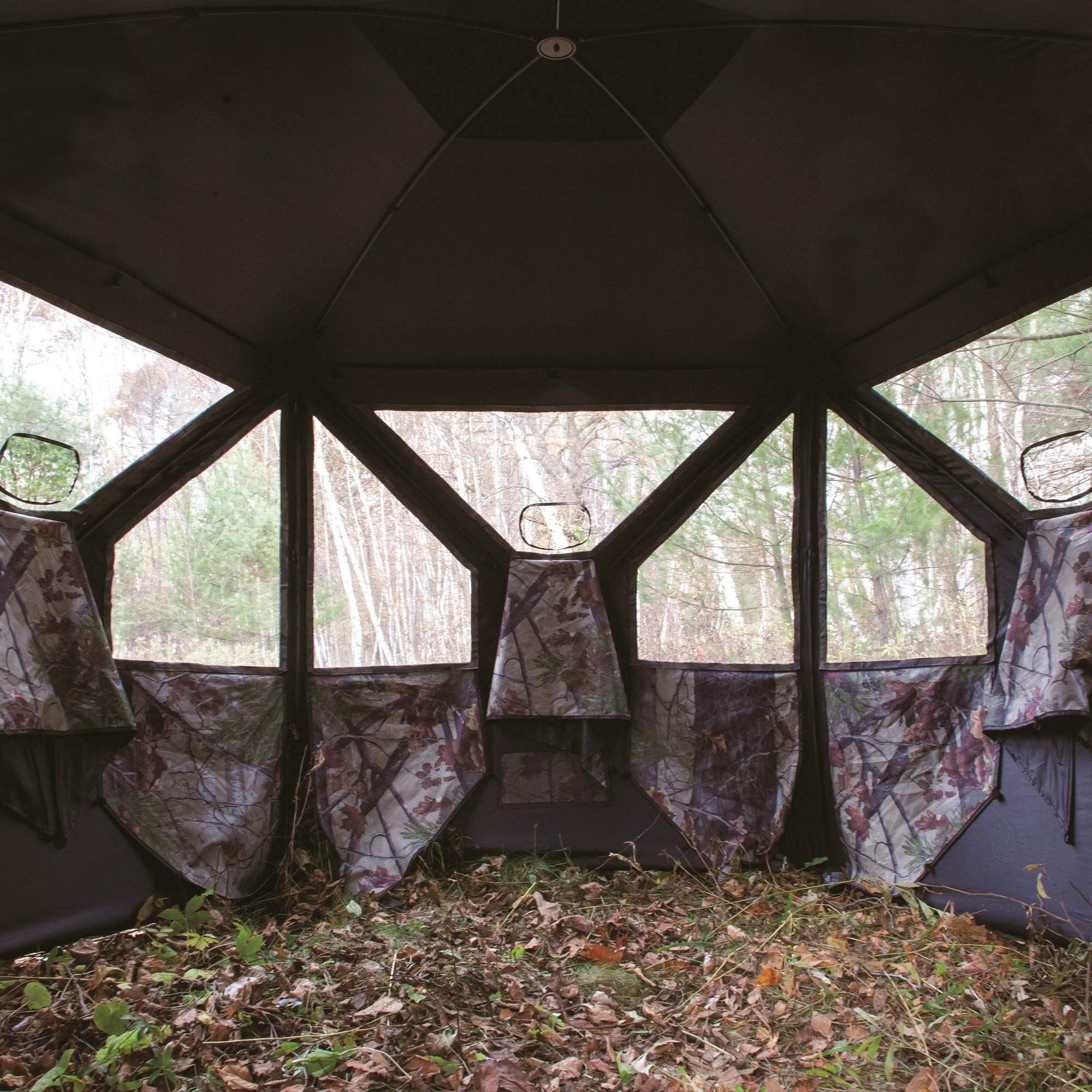 Barronett Blinds Pentagon 4 Person Portable Pop-Up Deer and Turkey Hunting Blind with Low Profile Windows and Gun Ports, Backwoods Camo (2 Pack)