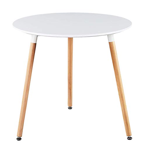 GreenForest Dining Table White Modern Round Table with Wood Legs, Velvet Dining Chairs Set of 4,Dining Kitchen Room Chairs with Metal Legs