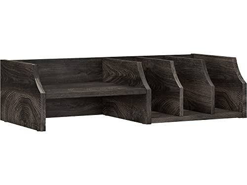 Bush Furniture Key West Universal Desktop Organizer with Shelves, 27W, Dark Gray Hickory