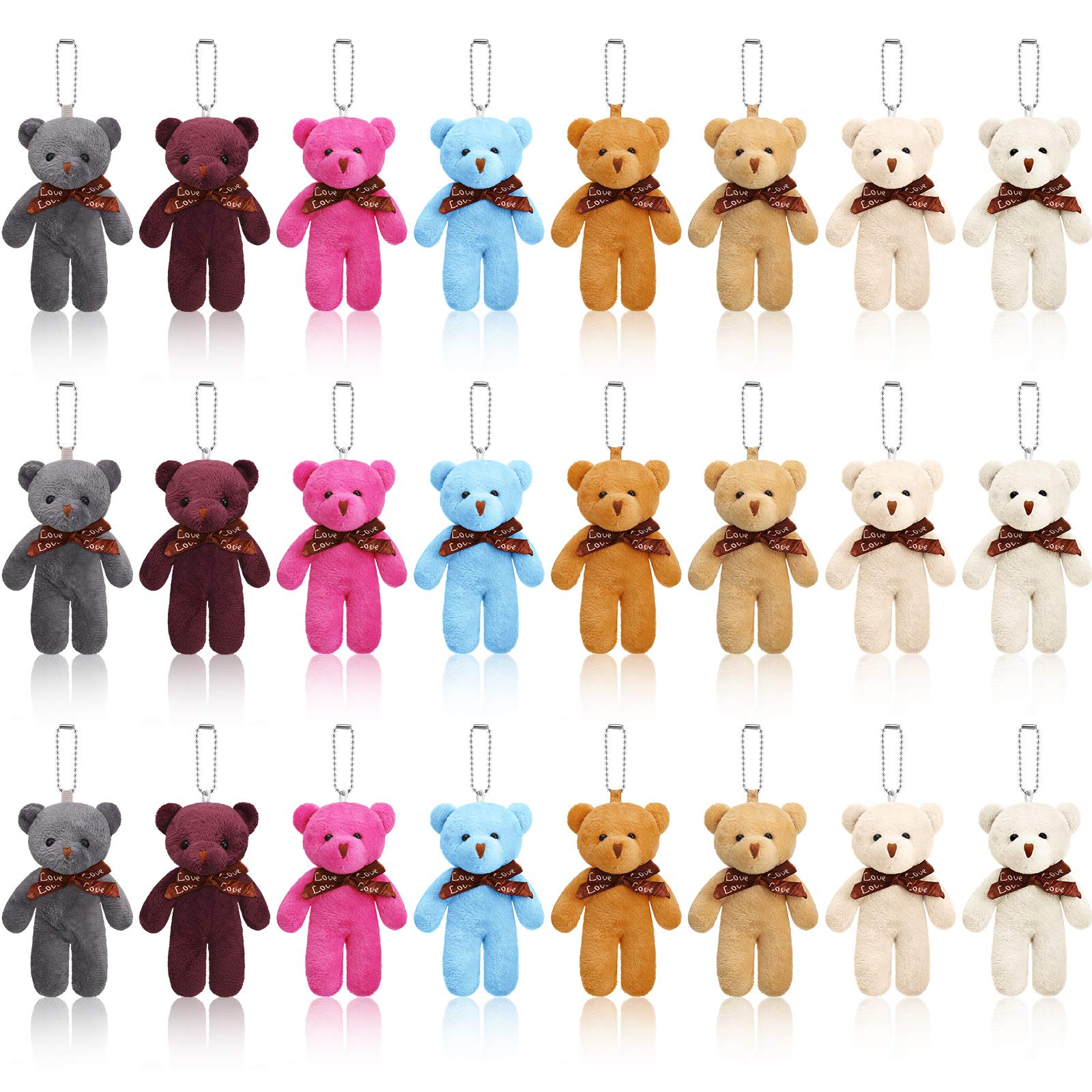 Skylety 24 Pcs 4.7 Inch Mini Bear Toy Tiny Bears Doll Bulk Multicolor Soft Plush Stuffed Animals Small Bears for Keychain DIY Craft Baby Shower Birthday Valentine's Day Gifts
