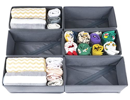 KIKILIE 6 Pack Drawer Organizers for Clothes, Foldable Underwear Drawer Organizer, Closet Clothing Dividers Drawer Dividers Multi-purpose for Shirts, Bra, Socks and Panties (DD5250)