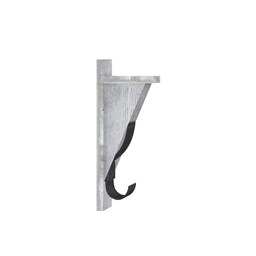 Flash Furniture Daly Wall Mounted Storage Rack - Whitewashed Solid Pine Wood - 24 Inch - Upper Shelf and 5 Hooks - For Entryway, Kitchen, Bathroom