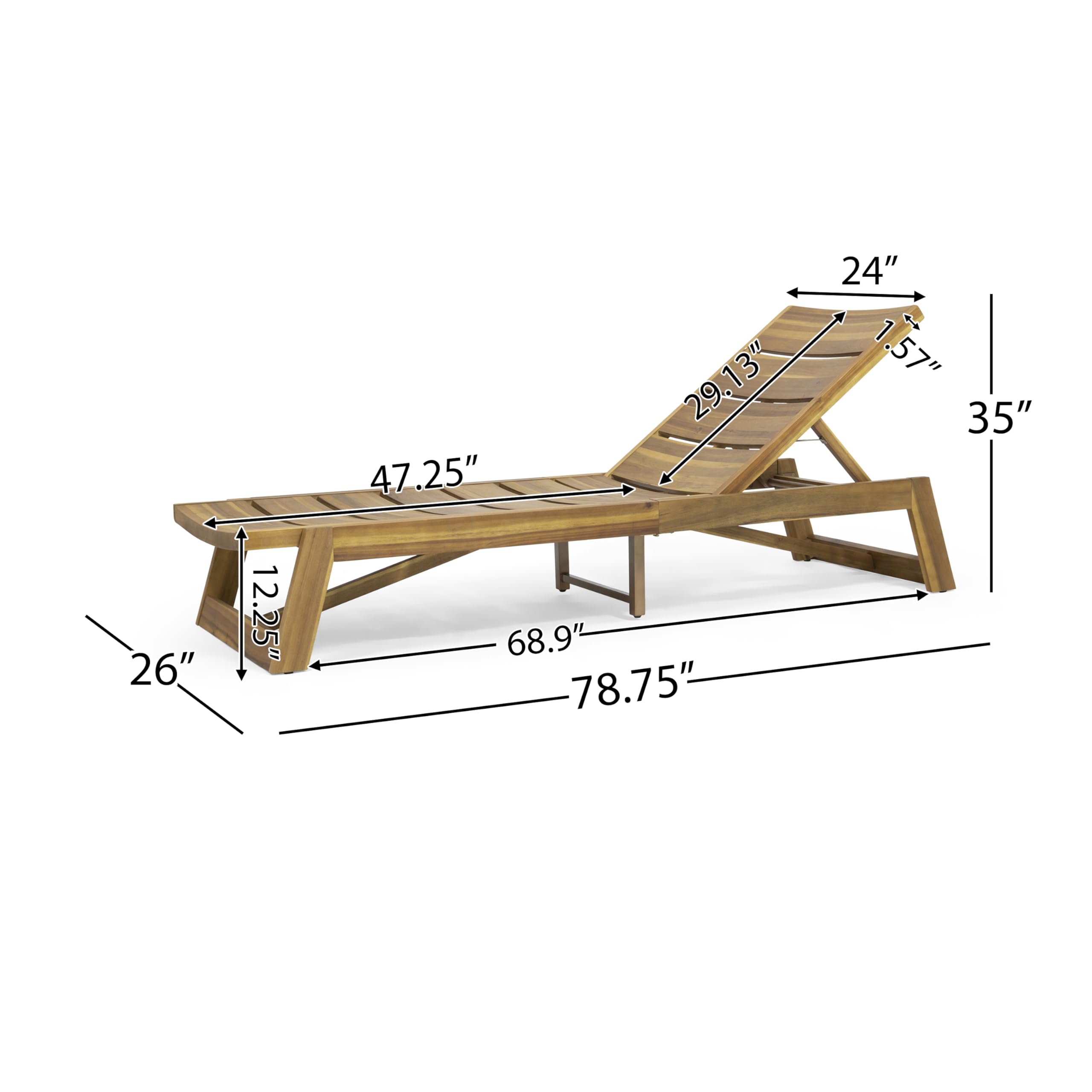 Christopher Knight Home Outdoor Acacia Wood 3 Piece Chaise Lounge Set