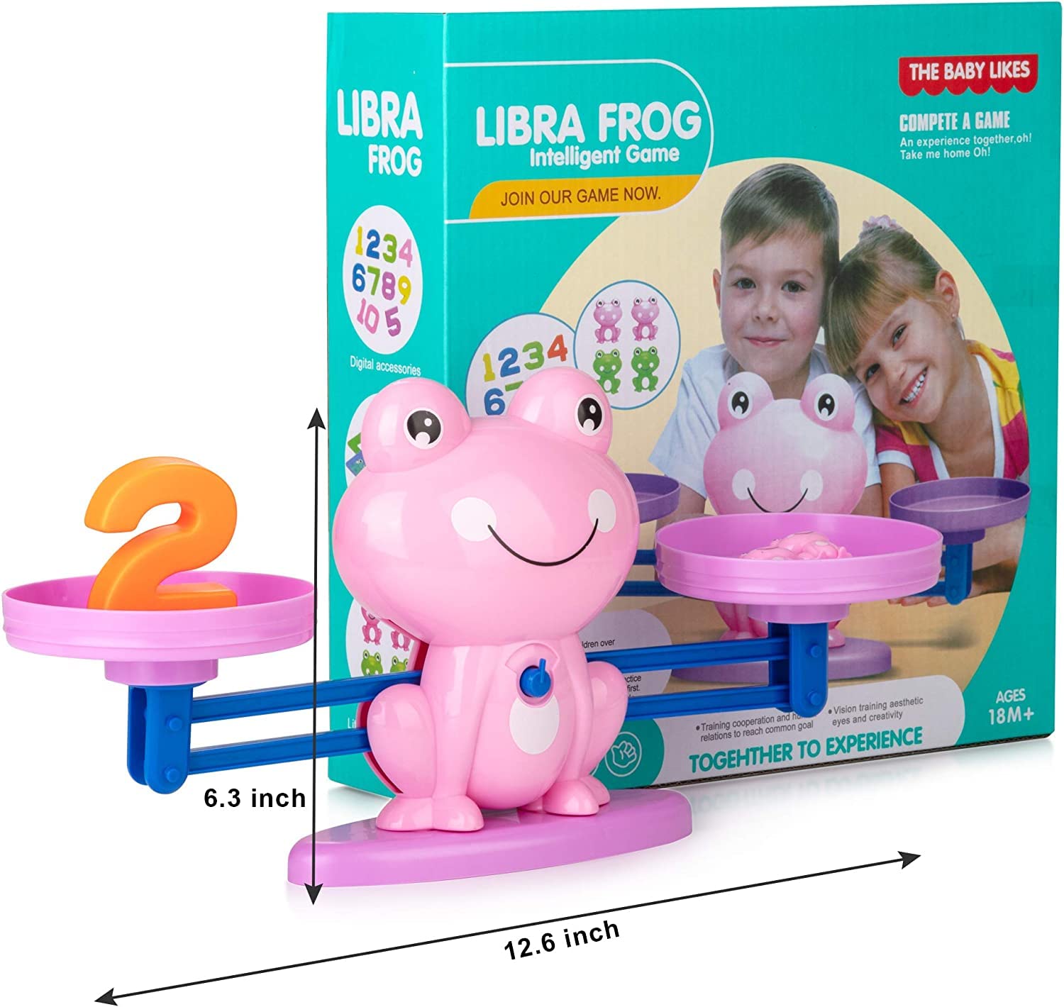 Batlofty Counting Balance Toy for Toddlers, Frog Educational Toy Number Counting Scale for Teachers and Students,STEM Learning Tool Math Game for Kids Gift Age 3+,63 PCS, Pink