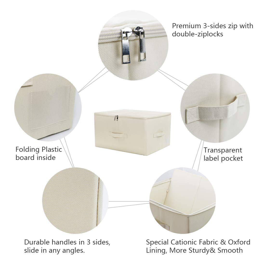iwill CREATE PRO Collapsible Rigid Storage Bins with Lid, Shelves Clothes Storage Cubes, Tide Up Your Wardrobe, Beige, Set of 2