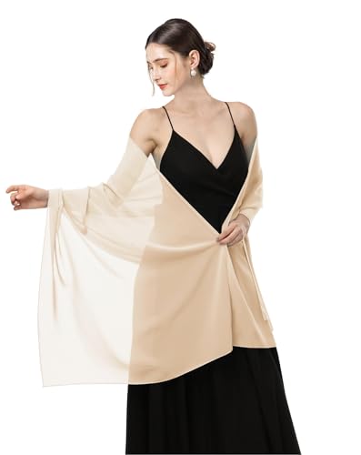 Baoqiya Women's Scarf Shawls and Wraps for Evening Dress Chiffon Shawl Soft Elegant Silky Pashmina Wedding Bridal Scarves(Champagne, 79"×29")