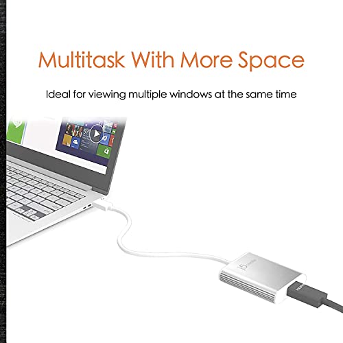 j5create USB 3.0 to 4K HDMI Display Adapter USB 3.0 Male Type-A Connector | HDMI Female Connector | 4K UHD | Resolution Up to 3840 x 2160 @ 30 Hz | Aluminum Housing (JUA354)
