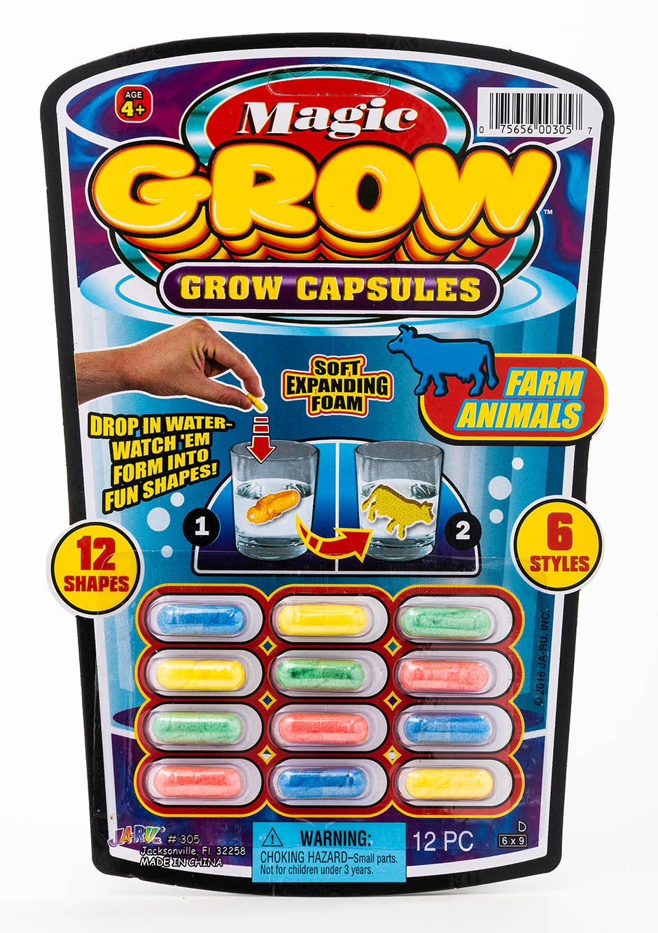 JA-RU Magic Grow Capsules (12 Capsules/Assorted Style) Best Growing Animals Assorted Style Capsules Bath Toys for Kids. 305-1H