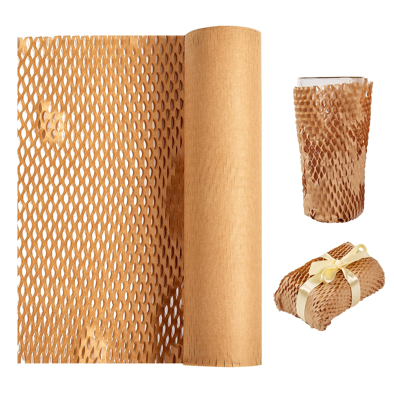 Bartlett Honeycomb Packing Paper for Shipping Recyclable Cushioning Wrap Roll 12"x164' Eco Friendly Perforated Wrapping Paper Protective Kraft Moving Suppliers for Packaging