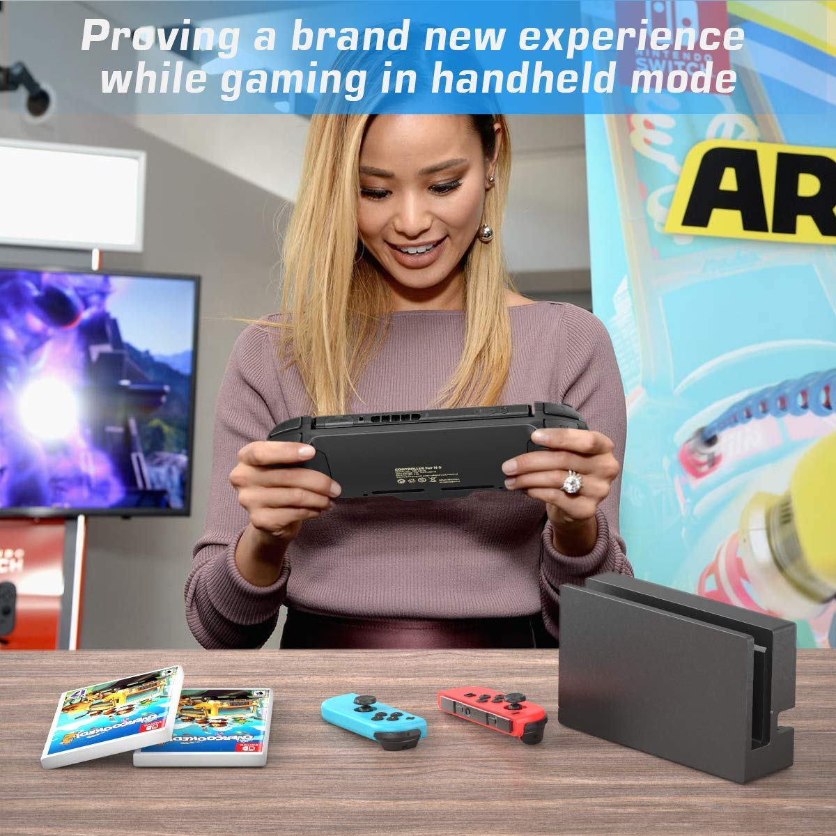 OIVO Controller Compatible with Nintendo Switch Handheld Mode, with Buit-in Upgraded PD Chip, Comfortable & Ergonomic Controller with 6 Gyro Axis, Double Motor Vibration (Renewed)