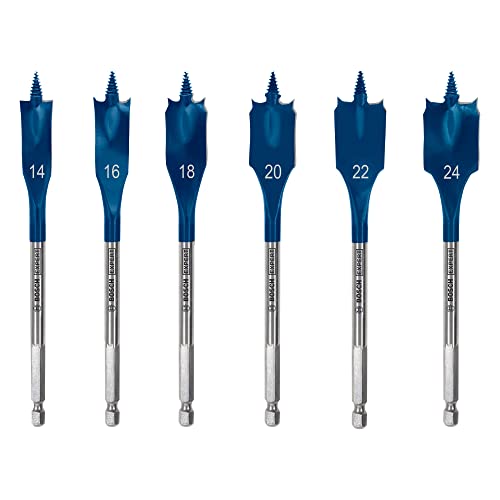 Bosch Professional 6X Expert SelfCut Speed Spade Drill Bit Set (Ø 14-24 mm, Accessories Rotary Impact Drill)