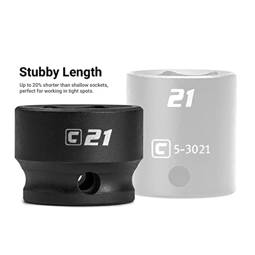 Capri Tools 24 mm Stubby Impact Socket, 1/2 in. Drive, 6-Point, Metric (CP55424)