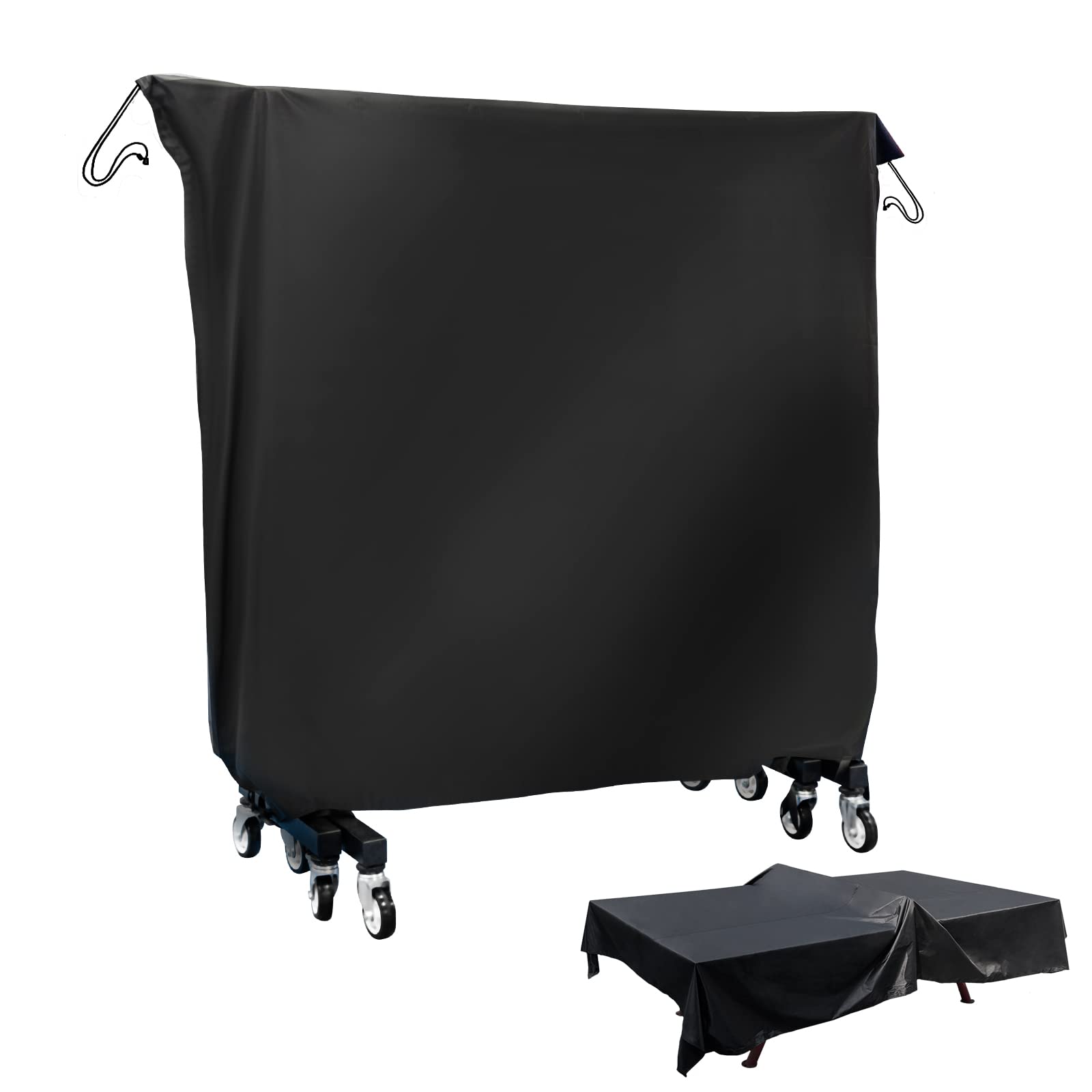 BEILLER Ping Pong Table Cover, Outdoor & Indoor Premium Waterproof Table Tennis Dust Cover Dual Function Fits for Folding Tables & Flat Tables, Expand Size 11.5Γ7.87ft Fits 9x5ft Tables, Black