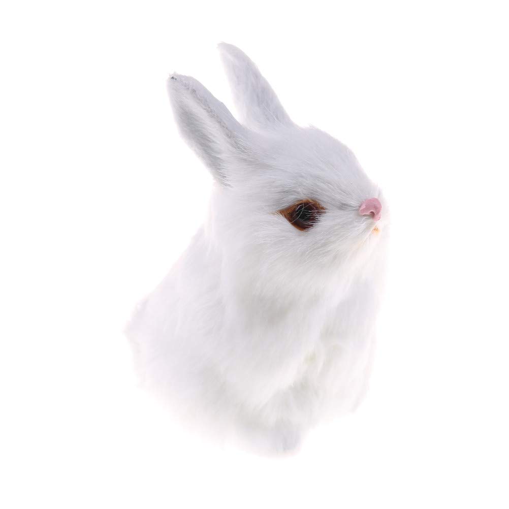 GUDVES Mini Realistic Cute Plush Rabbits Fur Lifelike Animal Easter Bunny Simulation Toy Model Gift Miniatures Decorations (Rabbit Plush Toys)
