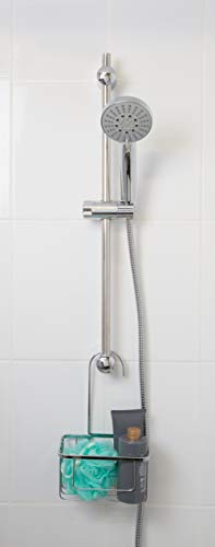 Croydex QM260441 Shower Riser Rail Hook Over Caddy, Silver by