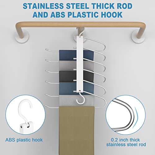 Magic Pants Hangers Space Saving - 6 Tier Multi-Functional Rack for Hanging Pants, Jeans, Scarf, Trouser, Clothes. No Slip Folding Hangers for Closet Organizer - for Men and Women, 2 Pack