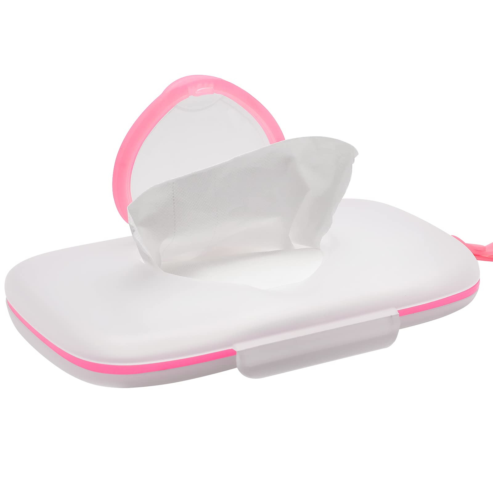 Baby Wipes Dispenser,On- The- Go Wipes Dispenser Baby Outdoor Travel Stroller Box,Travel Wipes Case Baby Wipe Holder,Refillable Container for Car Bathroom Living Room Pink