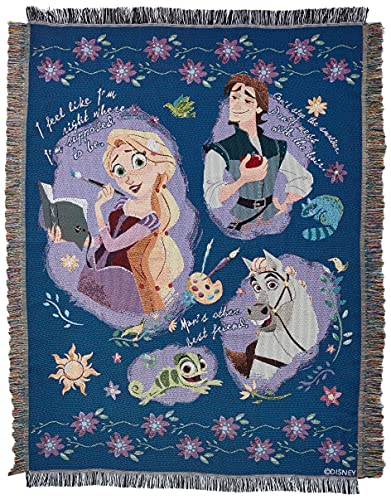 Disney's Princesses, "Storytime Tangled" Woven Tapestry Throw Blanket, 48" x 60", Multi Color