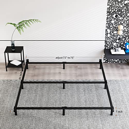 Hafenpo Metal Sturdy Platform Heavy Duty Non-Slip, Black King Bed Frame 9 Leg Support Easy to Assemble Suitable for Any Space King Size