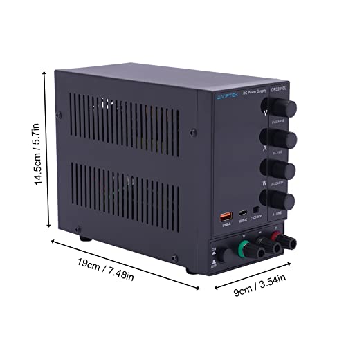 DC Power Supply Variable 300W, DPS605U Bench Power Supply with Encoder Adjustment Knob, DC Regulated Power Supply with USB Quick-Charge for Burn-in Test Production Line Test Laboratory (60V 5A Black)