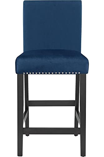 New Classic Furniture Celeste 5-Piece Faux Marble Round Counter Set with 1 Table and 4 Chairs, 42-Inch, Blue