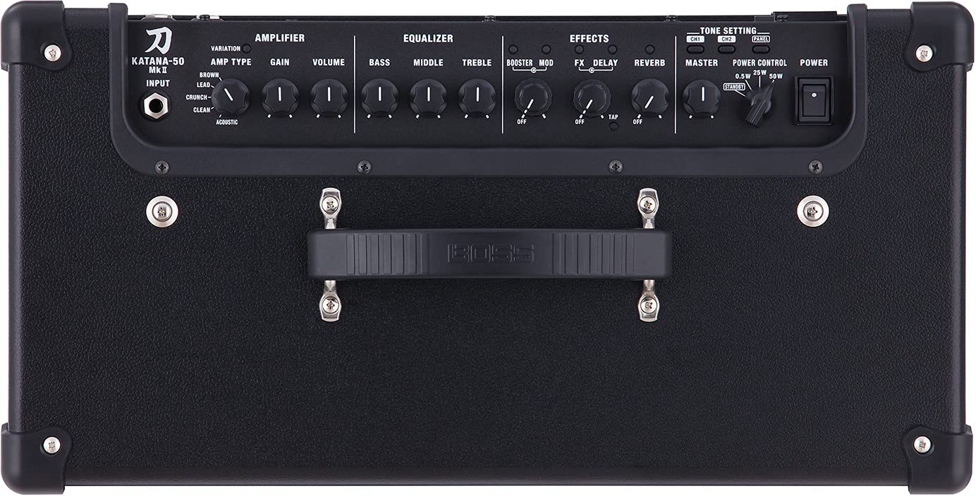 Boss Katana 50 MkII Guitar Combo Amplifier Bundle with Instrument Cable and Picks