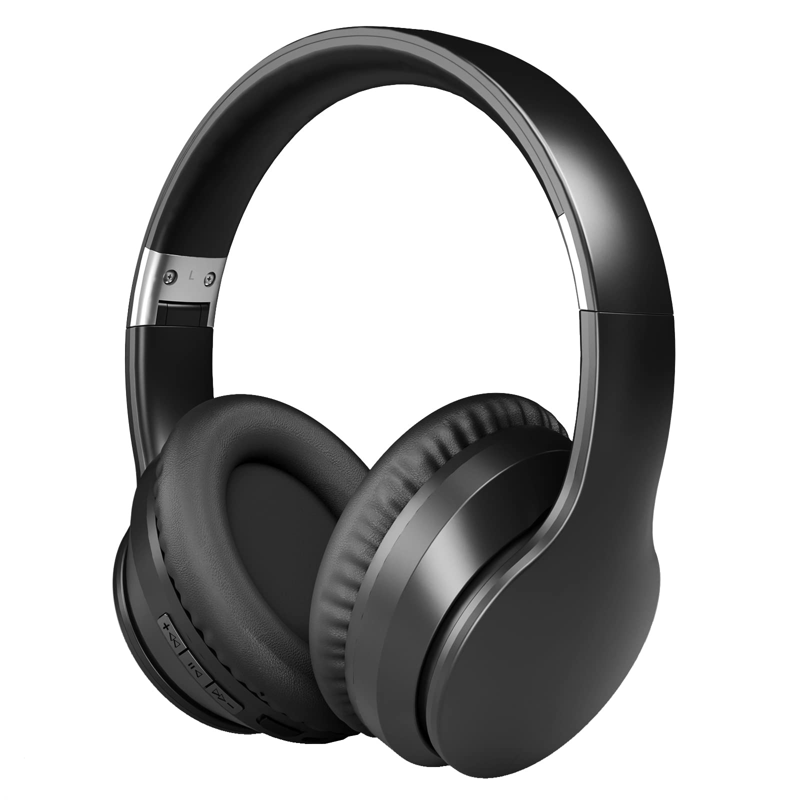 BASEMAN Active Noise Cancelling Headphones - Over-Ear Deep Bass Bluetooth Wireless Headphones with Built-in Mic, Foldable Headset for Travel, Work [Comfortable Ear-Pads, Long Battery Life] - Black