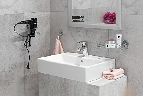 WENKO Wall Hooks with Loc-Vacuum Technology, for Hanging, Storage, for Shower, for Kitchen, No Drilling, No Holes, No Screws, Without Nails, 9.29" x 1.57" x 3.74", Chrome