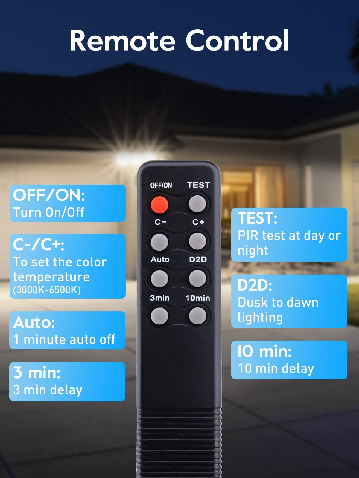 Brightown Motion Sensor Outdoor Lights with Remote, 40W 4500LM Dusk to Dawn Security Lights 3 Mode Adjustable, 3000K-6500K White Warm Colour Adjustment, IP65 Waterproof Flood Light for Home (Brown)