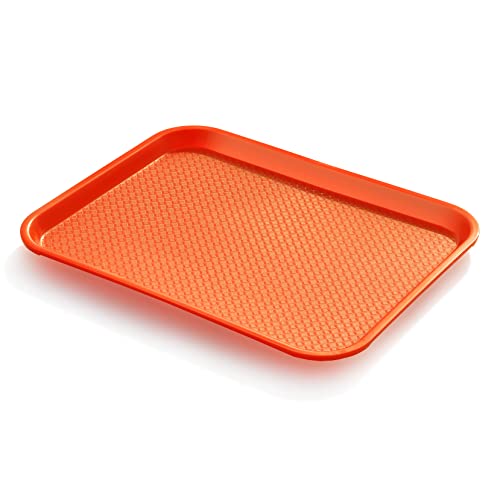 New Star Foodservice 24814 Orange Plastic Fast Food Tray, 14 by 18-Inch, Set of 12