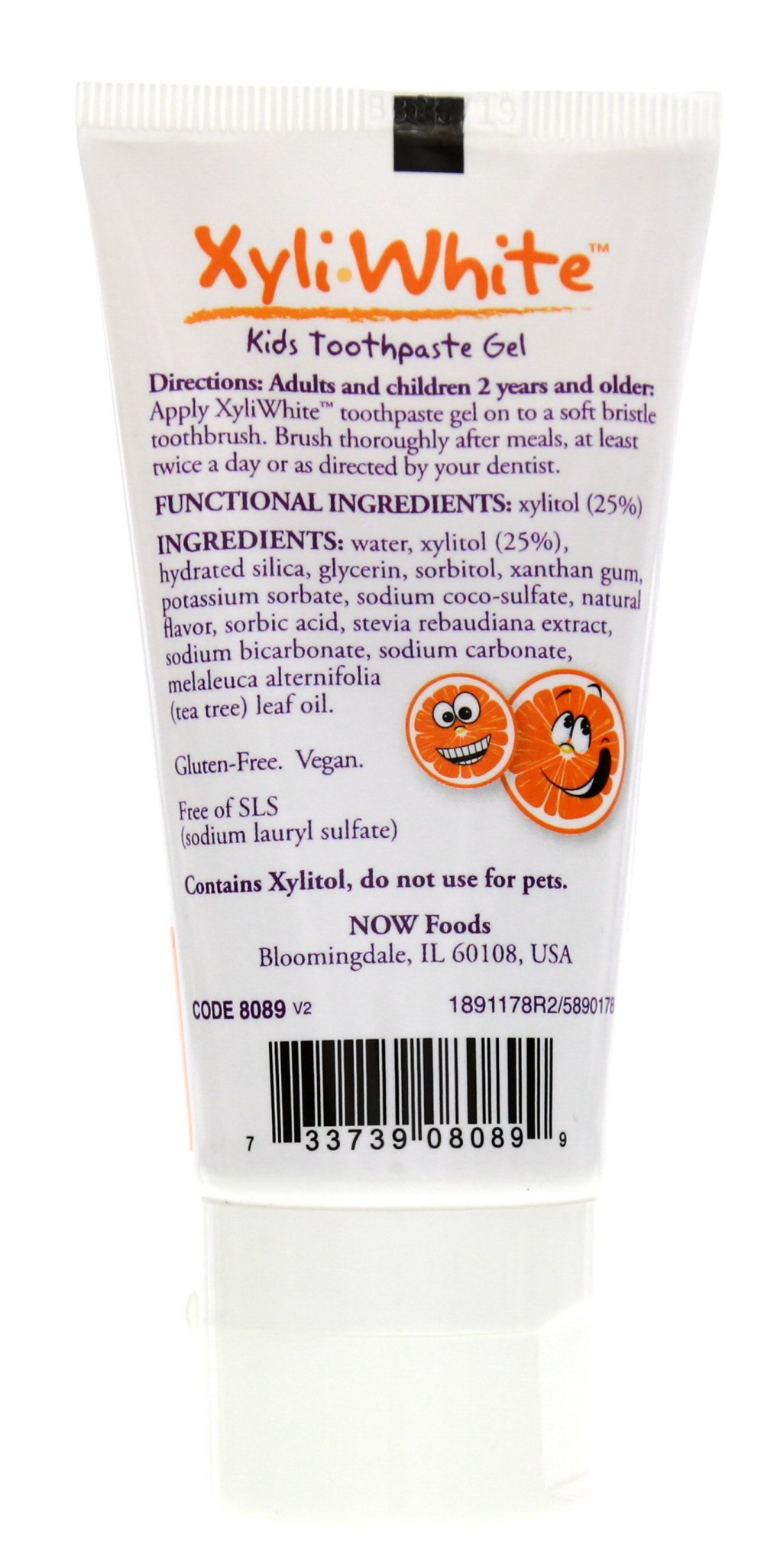 XyliWhite Orange Splash Kids Toothpaste Now Foods 3 oz Gel Pack of 2