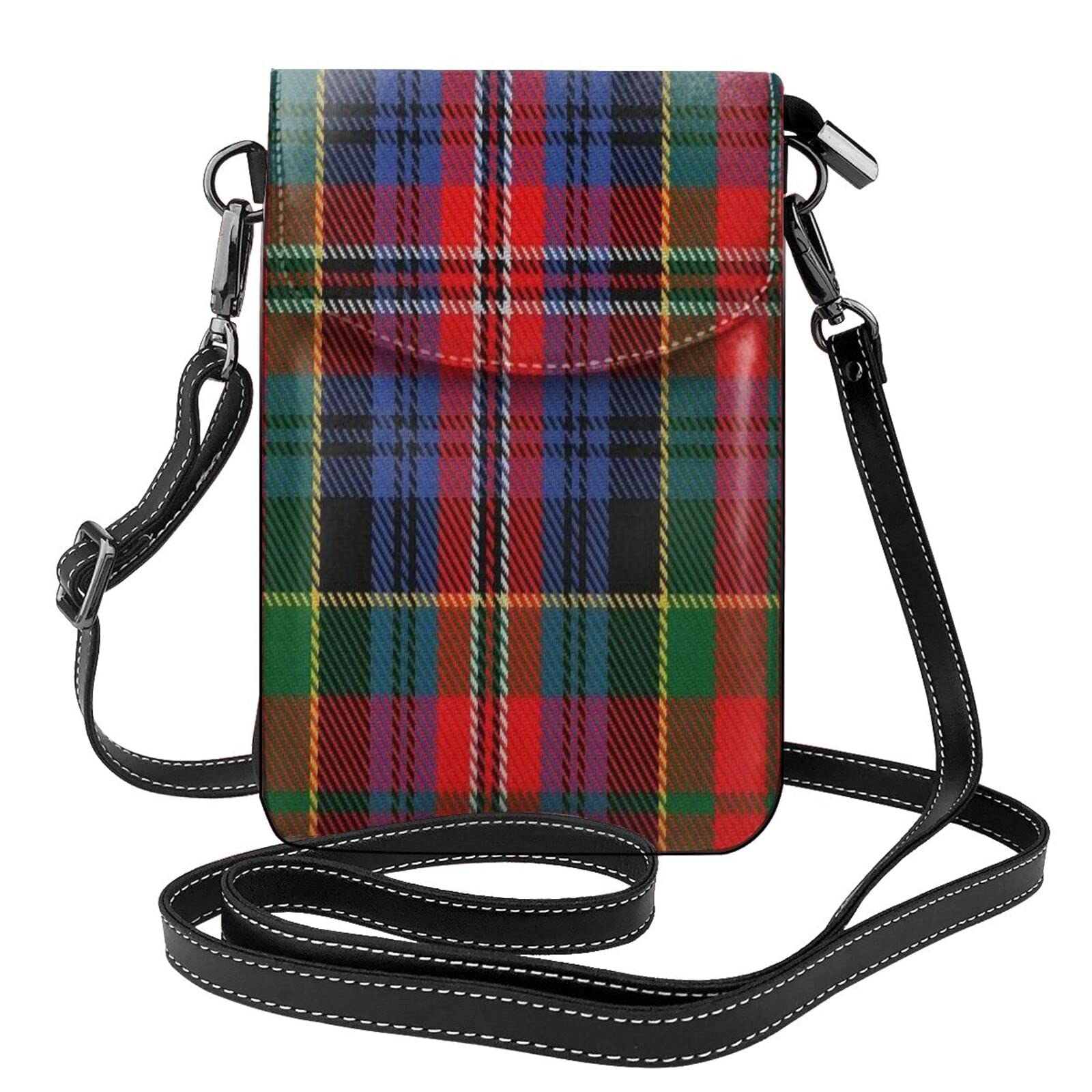 Small Crossbody Scottish Clan MacPherson Red Tartan Crossbody Purse Bag Fashion Cell Purse Wallet For Women/Girls Gift