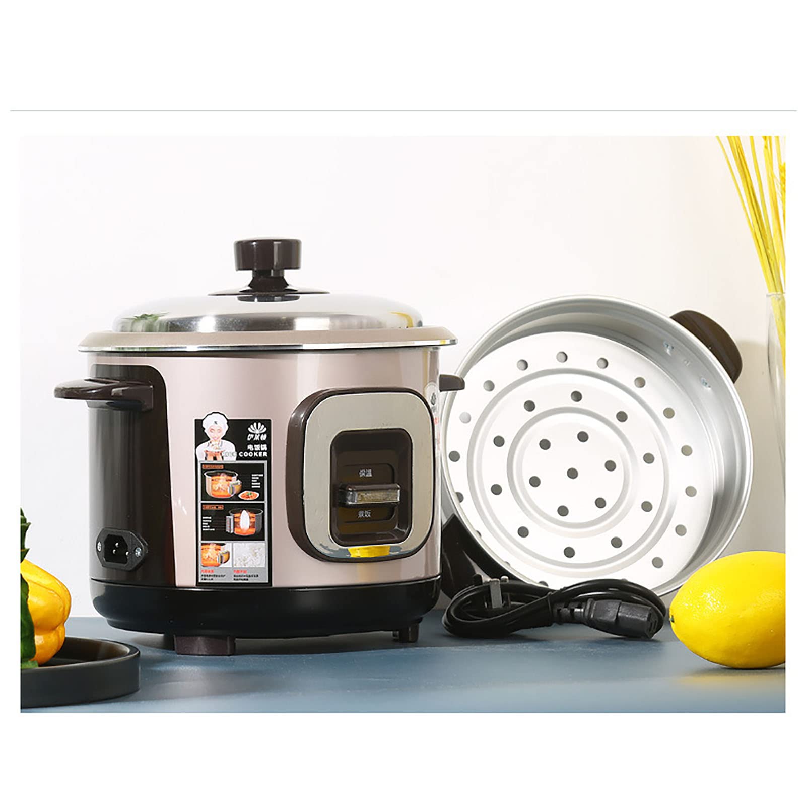 BJHYN Multi Functional Rice Cooker Slow Cooker, Steamer & Warmer One Touch Cooking and Auto Keep Warm Feature Nonstick Pot Stainless Steel