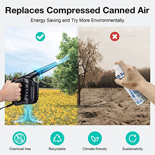 Compressed Air, MECO High Pressure Air Duster Blower Computer Cleaner Keyboard for Cleaning Dust, Hairs, Crumbs for Computer, Laptop, Tower Fans, Printer, Replaces Compressed Air Cans
