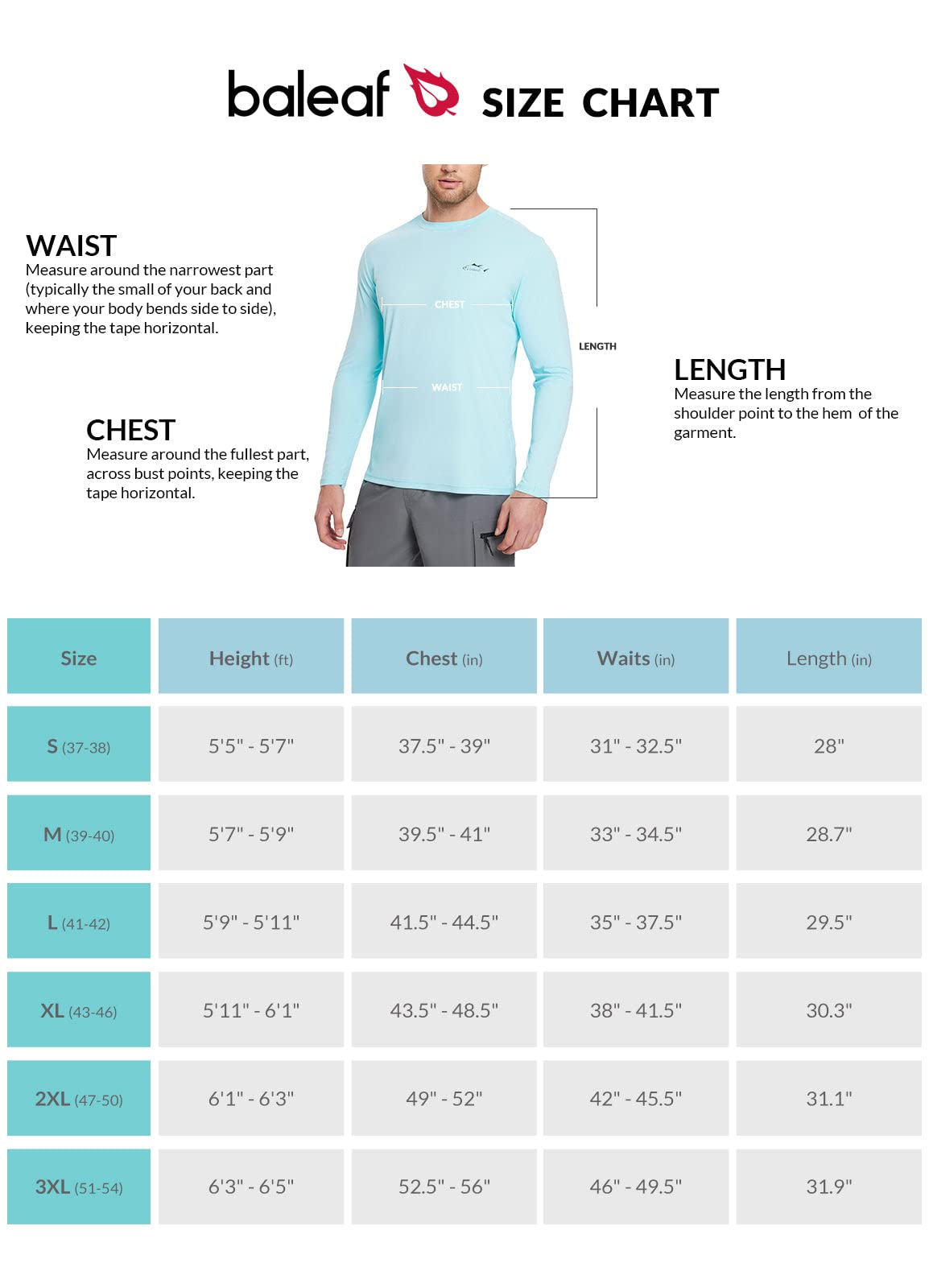 BALEAF Men's Fishing Shirts Long Sleeve Performance UPF 50+ Sun Protection SPF T-Shirts Swimming Quick Dry White M