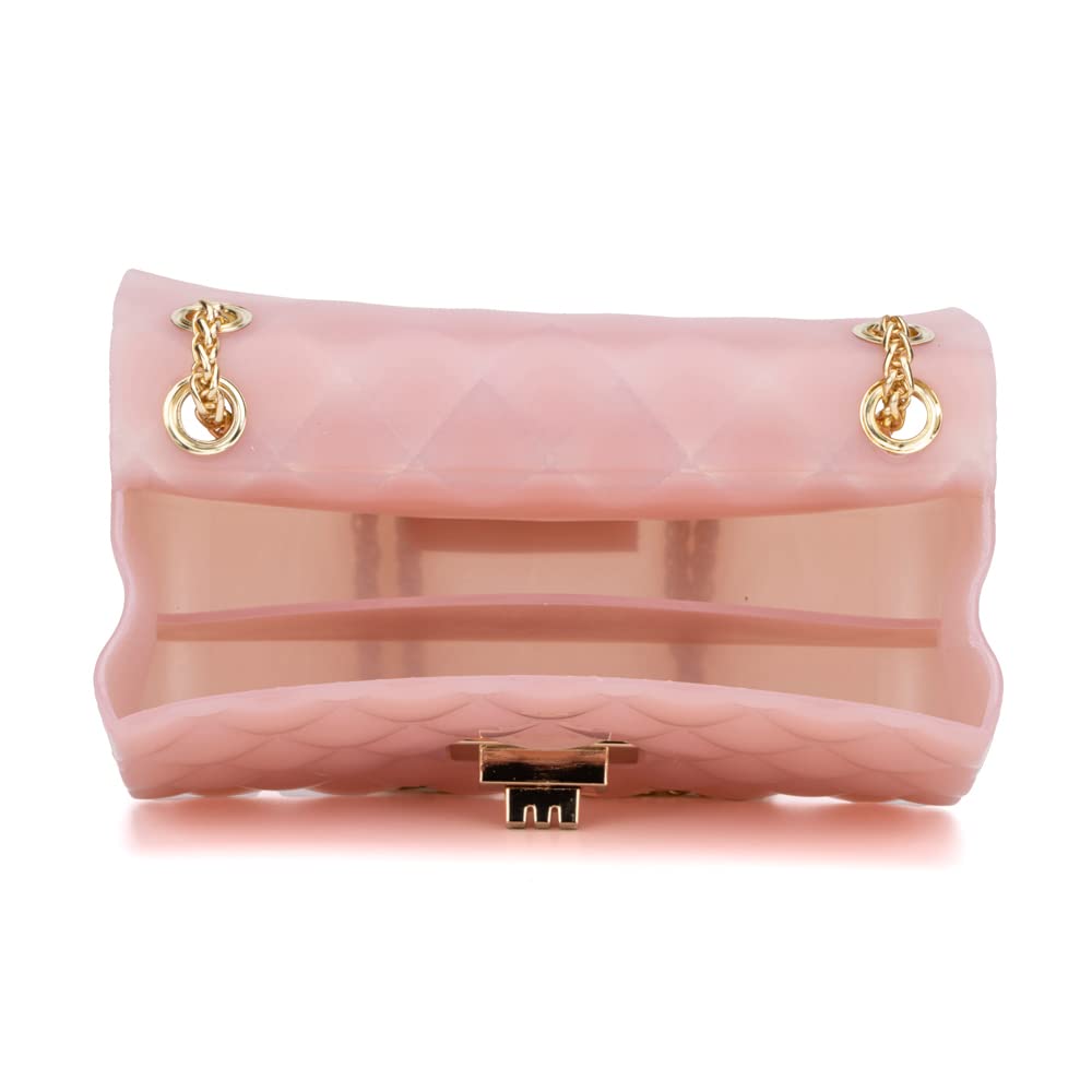 Olivia Miller Women's Fashion Finn PVC Jelly Pink Gradient Pattern Small Crossbody Bag w Convertible Strap, Evening Everyday Casual Work Purse Handbag