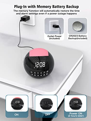 White Noise Machine with 42 Non Looping Natural Sleeping Sounds for Baby Adults,Dual Alarm Clock for Bedrooms with 2 Charger Ports,7 NightLights,6 Timers,9 Alarms,Adjustable Brightness,Memory Function